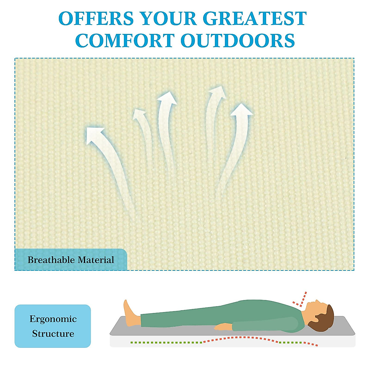 Preboun 2 Pieces Outdoor Chaise Lounge Cushion Furniture Patio Lounge Chair Replacement Cushion Outside Fabric Chair Cushions Sun Lounger Seat Cushion for Patio Lawn Summer Beach Pools(Cream White)