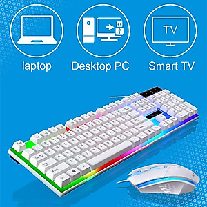 Game Keyboard keboard for Gaming USB Computer Keyboard Office Keyboard Gaming Keyboard Mechanical Keyboard Lighted Keyboard LED Keyboard USB Keyboard White Mouse and Keyboard Wired