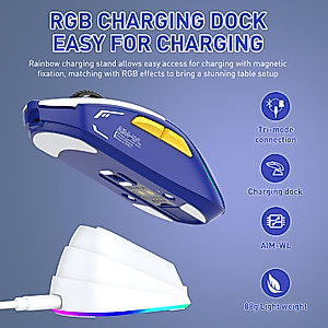 DAREU A950 Wireless Gaming Mouse with RGB Charging Dock,88g Lightweight Programmable Tri-Mode Wireless Mouse Gaming, Up to 12K DPI,1000Hz,120Hrs Playtime with RGB Backlit, Great for PC, Mac