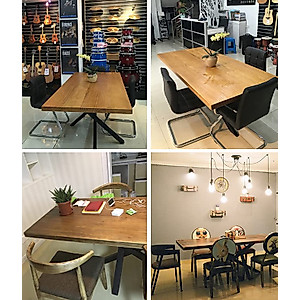 SUSUO Farmhouse Style Wood Trestle 6ft Dining Table in Rustic Brown, Industrial Living Room Dining Room Kitchen Table