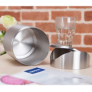 Haoun Mini Dustbin, Recycling Countertop Trash Can Brushed Stainless Steel Table Desk Swing Lid Garbage Bin Wastebasket