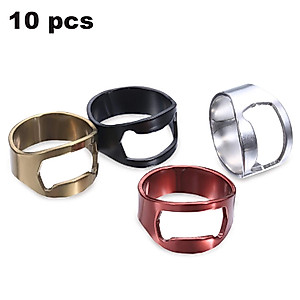 10 Pieces Ring Bottle Opener Stainless Steel Beer Bottle Opener Colorful Finger Bottle Opener for Party Present Supplies