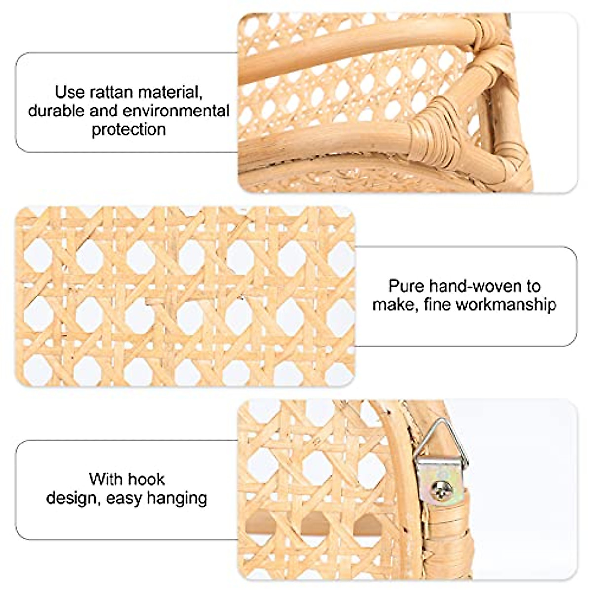 FRCOLOR Rattan Wall Shelf Floating Shelf Decorative Shelves Hanging Basket for Kitchen Bathroom Boho Nursery Wall Decor