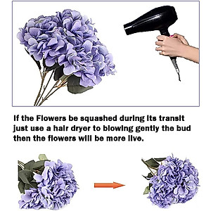 2Bouquets Artificial Vintage Silk Hydrangeas Flowers with Stems，10Heads Flower Home Kitchen Garden Party Festival Bar,Weddings and Celebrations DIY (Dark Gray)