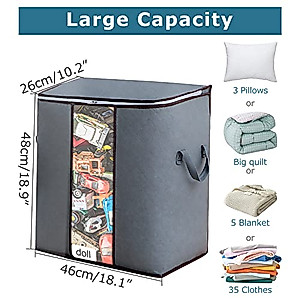 toresper 2Pcs closet organization and storage,Large Capacity toy storage with Reinforced Handles,Foldable Storage Bags with Clear Window for Clothes Pillow Blankets Bedding