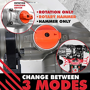 PTS Corded Rotary Hammer Drill 1”26mm 10Amp 110V Combination Rotary Hammer | SDS Plus | 3 Modes | 2x Brushes, Oil Cap Wrench, Grease, 3x Drills, 2x Chisels‚ and Case Set