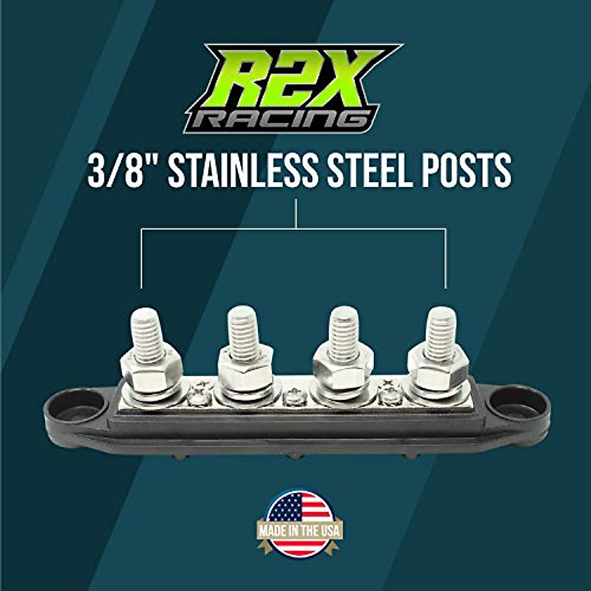 4 Post Power Distribution Block Bus Bar with Cover - Made in The USA - 250 Amp Rating - Marine, Automotive, and Solar Wiring (3/8 - Black)