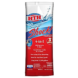 HTH 52019 Super Shock Treatment Swimming Pool Chlorine Cleaner, 1 lb