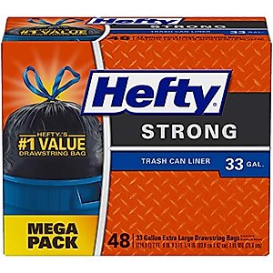 Hefty Strong Large Trash Bags, 33 Gallon, 48 Count