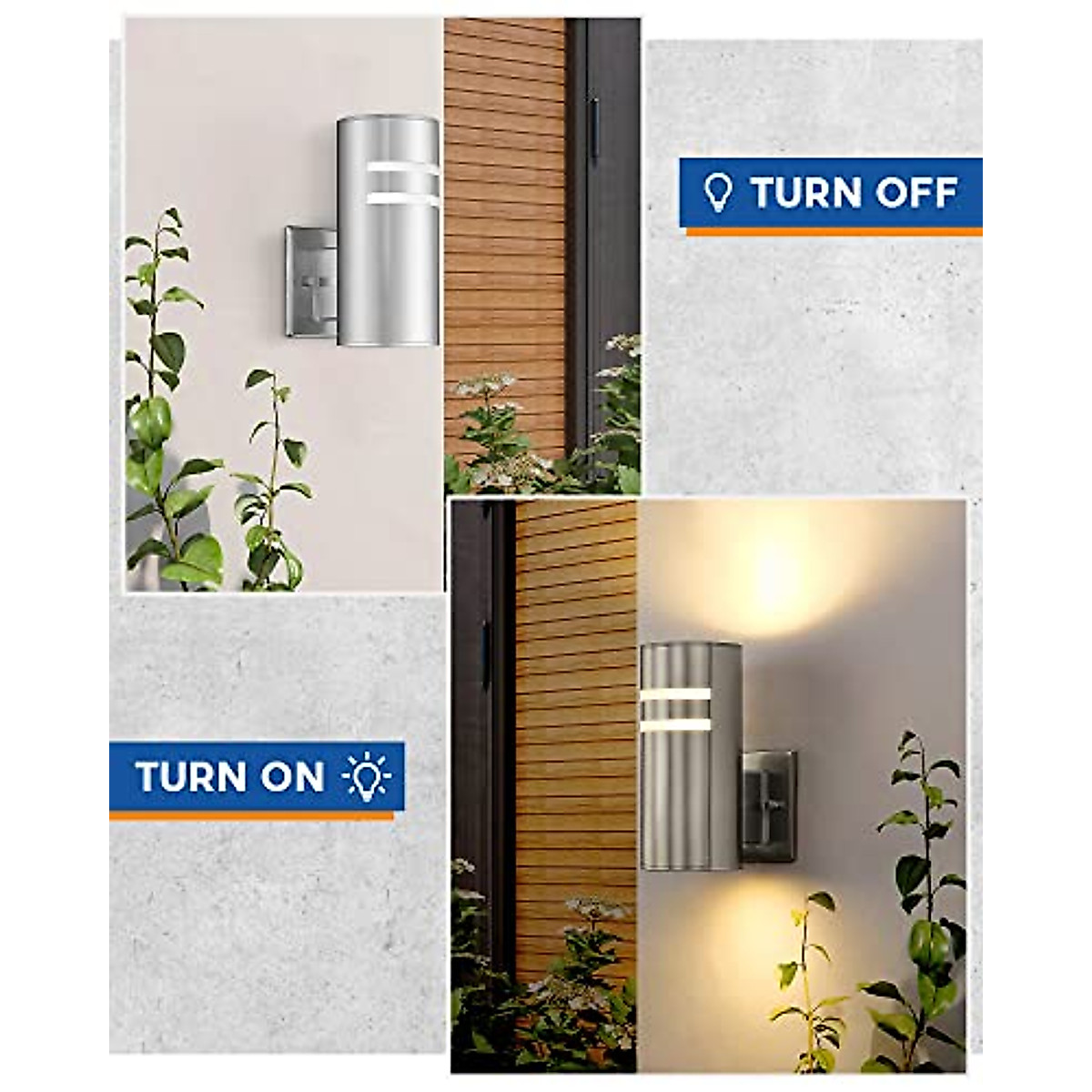 TENGXIN Outdoor Wall Light Fixture, Modern Outdoor Wall Sconce with Stainless Steel Cylinder,E26 Socket,IP65 Waterproof,UL Listed.Brushed Nickel