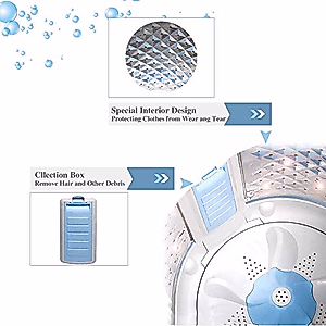 kapas kps35-735h2 upgraded compact washing machine, fully automatic 2-in-1 washer and spin dryer machine build-in pump and long hose, 8 lbs. capacity 8 lbs. top load tub washer