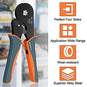 Wire Ferrule Crimping Tool, Preciva AWG 28-5 (0.08-16mm²) Square Jaw Wire Crimping Pliers Self-Adjustable Ratchet Ferrule Terminals Crimper for Wire Terminals Cables End-sleeves