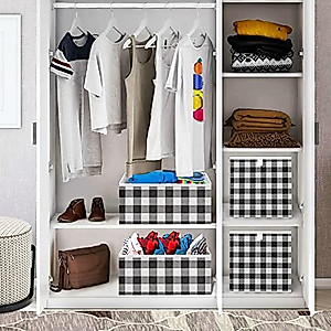 Kigai Storage Basket Buffalo Plaid Foldable Storage Bin 11 X 11 X 11 Inches Cube Storage Baskets Box for Shelves Closet Laundry Nursery Bedroom Home Decor