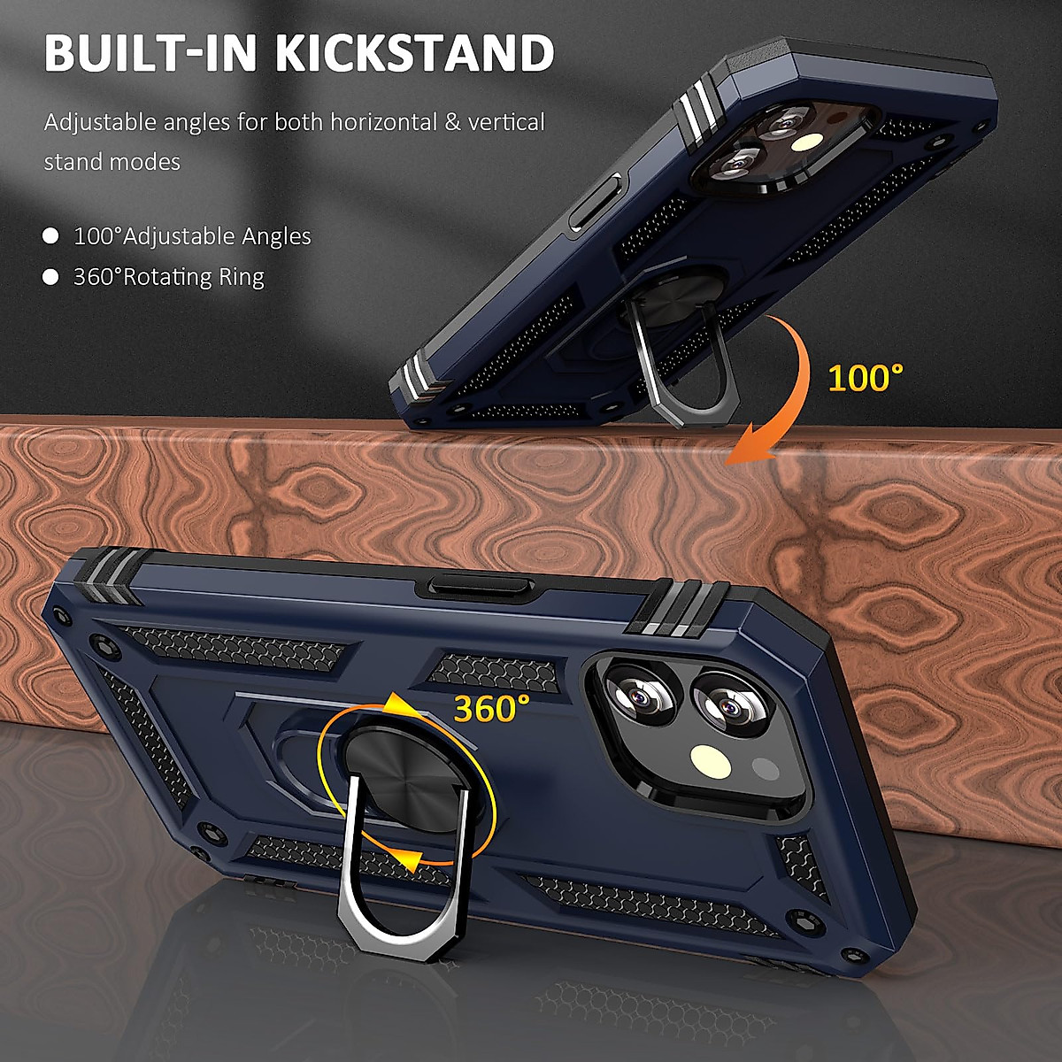 ADDIT Case for iPhone 12 Mini Phone Case iPhone 12 Mini Case, with Stand Ring, Support Magnet Car Mount, Military Grade, Heavy Duty, for iPhone 12 Mini Case Blue