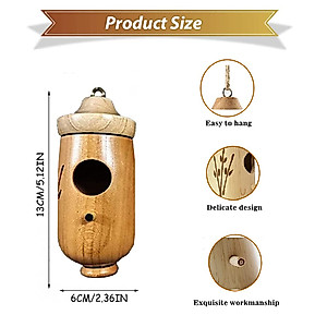 BOMEIQEE Hummingbird House, 4.5 Inches Mini Bird House, Wooden Hummingbird Swing Nest for Outside Hanging, Pet Cottage for Wren Swallow Sparrow Hummingbird Finch Houses (3PCS)