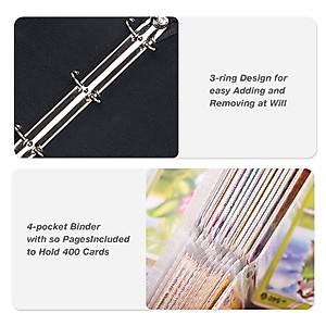 400 Pockets PACKAPRO Trading Cards Binder - Zipper Sports Cards Collector with Removable Sleeves - Card Binders Album Folder Holder for TCG Yugioh Cards Binder Boys Girls Gifts - Stripe Blue