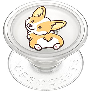 PopSockets Plant-Based Phone Grip with Expanding Kickstand, Eco-Friendly PopSockets for Phone - Translucent Cheeky Corgi