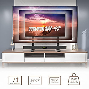 Universal TV Stand, Table Top TV Stand Base Replacement for Most 24 to 77 Inch LCD LED TVs, 7 Height Adjustable TV Legs with Cable Management Hold up to 110lbs, Max VESA 800x500mm, Black AX10TB02