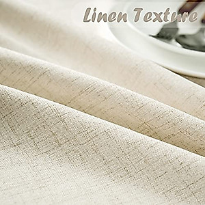 DriftAway Pom Pom Tassel Rectangle Linen Textured Decorative Table Cloth for Indoor Outdoor Dining Buffet Table Parities Dinner 55 Inch 120 Inch Light Linen