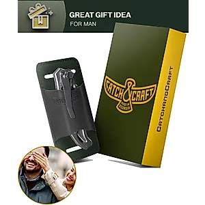 CatchandCraft Leather Knife Sheath for Belt - Pocket & Folding Knife Holster, Horizontal Carry Knife Holder, Small Case Pouch, Hidden EDC Organizer for Men, Shop Knife Sheaths