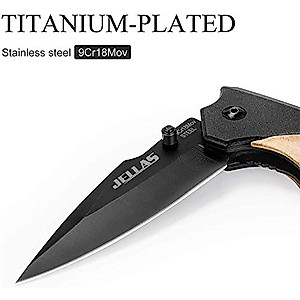 Pocket Folding Knife Bearing Knives with Safety Liner Lock for Men with Olive Wood Handle for Camping Hunting Survival Indoor and Outdoor Activities, Best Unique Gifts for Men and Woman, KN02-SD