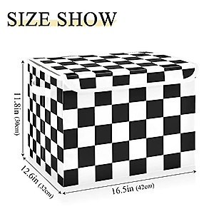 RunningBear Checkerboard Plaid Large Storage Bins with Lid Collapsible Storage Bin Cube Storage Bin Shelves Cloth Baskets for Living Room Bedroom