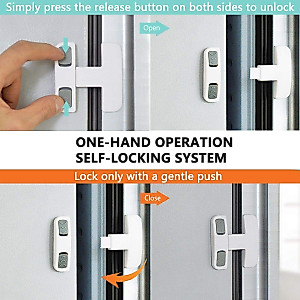 Improved Home Refrigerator Fridge Freezer Door Lock, Latch Catch Toddler Kids Child Fridge Locks Baby Safety Child Lock, Easy to Install and no Tools Need or Drill (2 Pack with 4 Extra Adhesive)