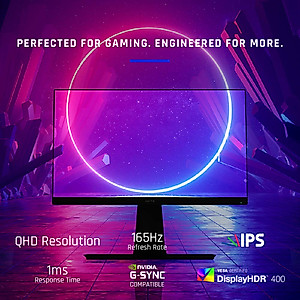 ViewSonic Elite XG270Q 27 Inch 1440p 1ms 165Hz Gaming Monitor with GSYNC Compatible, VESA DisplayHDR 400 and Advanced Ergonomics for Esports