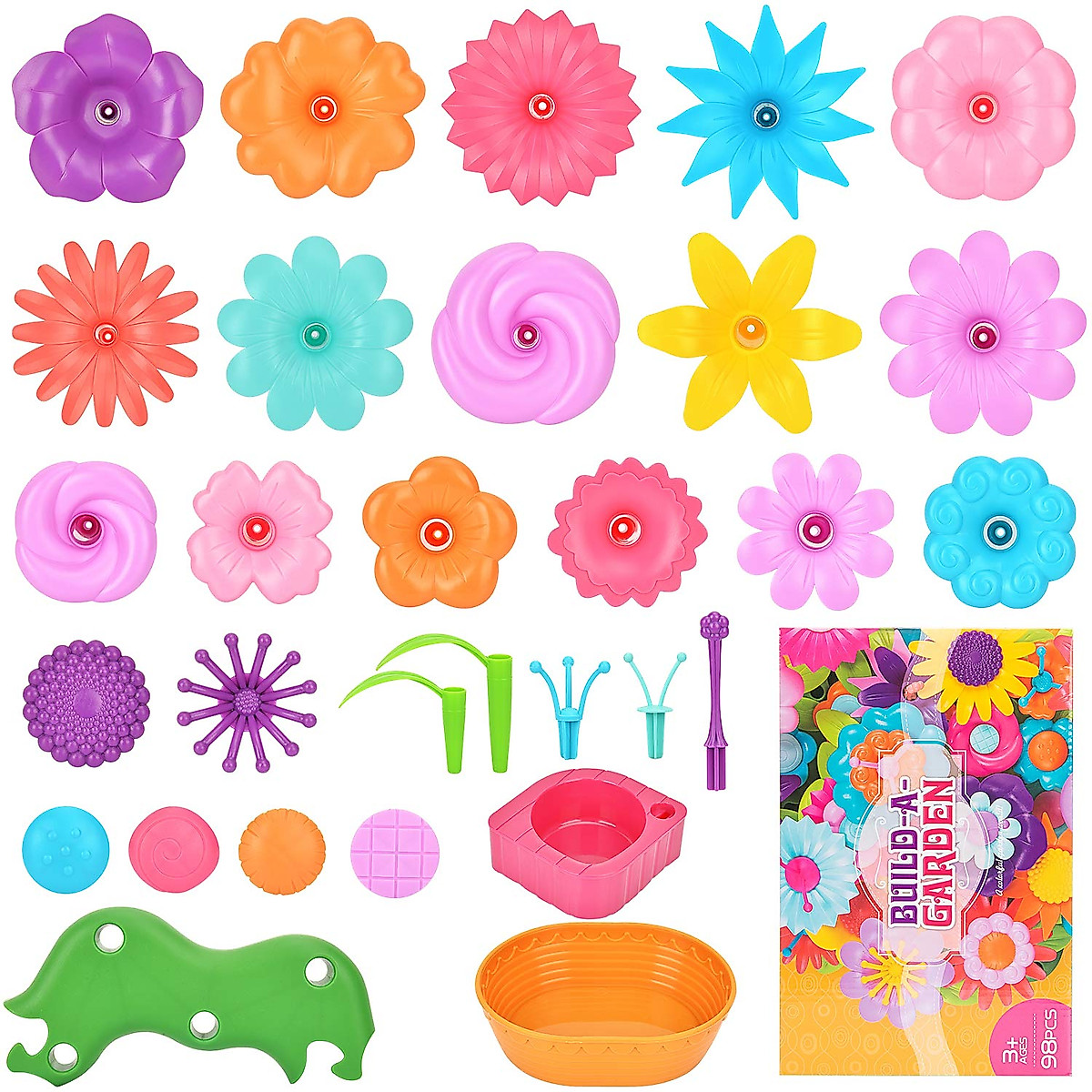 Flower Building Toy Garden Building Blocks Toy Set for Kids, 101 PCS Educational Toy Creative Playset for Age 4,5,6,7 Year Old Gifts