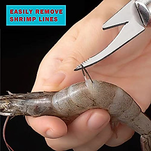 (6PCS) 5 in 1 Multifunctional Shrimp Line Fish Maw Knife, Stainless Steel Shrimp Peeler and deveiner tool, fish scaler remover, double-headed Multipurpose Shrimp Cleaner Knife for Home Kitchen