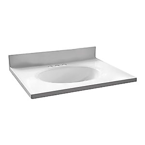 Design House 586180 Cultured Marble Vanity Top 25"x19", Solid White