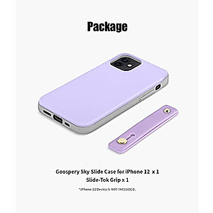 GOOSPERY SlideTok Compatible Case with iPhone 12/12 Pro Card Holder Phone Finger Band Loop Stretch Grip Kickstand 2 Card Storage Dual Layer Protective Bumper Wallet Cover - Purple