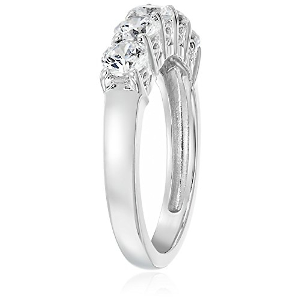 Amazon Essentials Platinum-Plated Sterling Silver Round-Cut 5-Stone Ring made with Infinite Elements Cubic Zirconia (1.25 cttw), Size 6 (previously Amazon Collection)