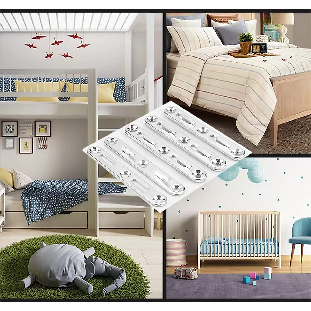 BETOCI Bed Rail Fasteners 5.12" Wood Bed Rail Connecting Fittings Heavy Duty Bed Frame Rail Hardware Set of 4