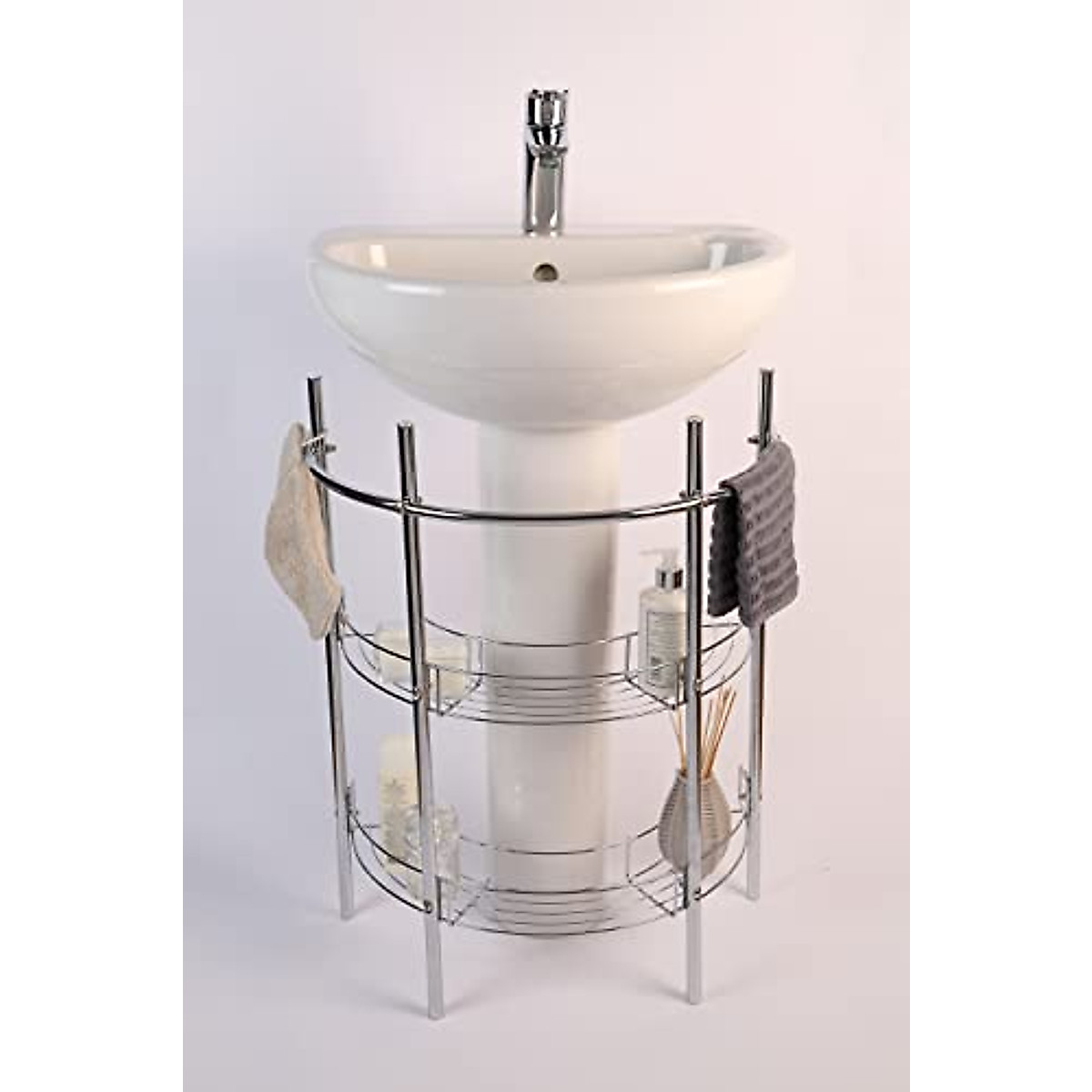 Croydex Mild Steel Pedestal Storage Unit with Shelves and Towel Rail