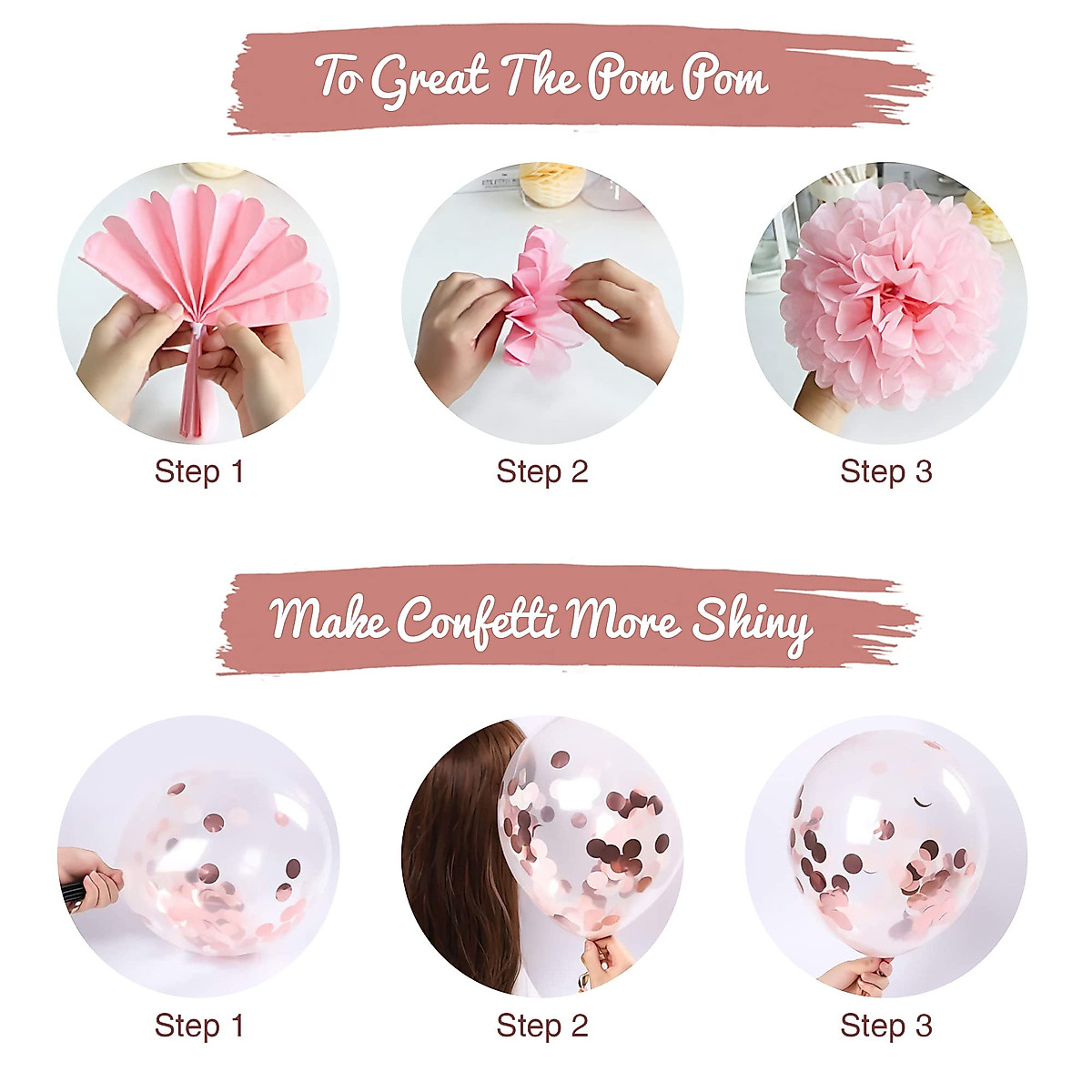 60th Birthday Party Decorations Rose Gold Decor Party Supplies Tissue Pom Poms Paper Circle Dots Garlands, Hanging Party Supply Set for 60th Anniversary Decorations Birthday Party Backdrop