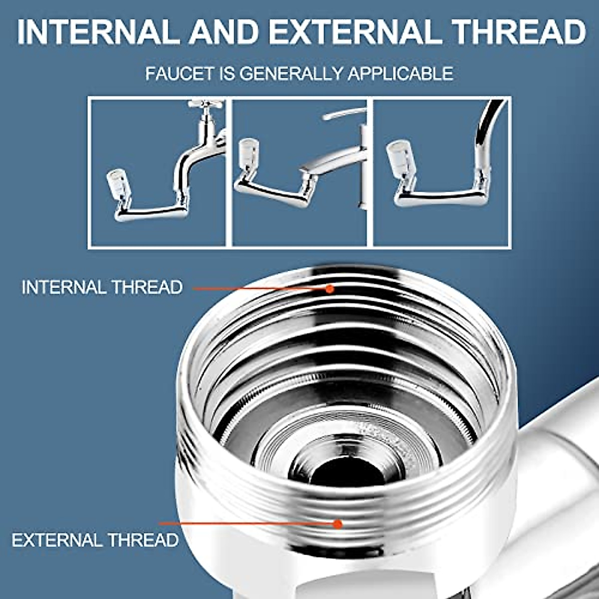 1440° Rotating Faucet Extender Aerator 1080°+360° Universal Large Angle Robotic Arm Water Nozzle Swivel Faucet Extender for Face Washing Gargle and Eyewash with 2 Water Outlet Modes