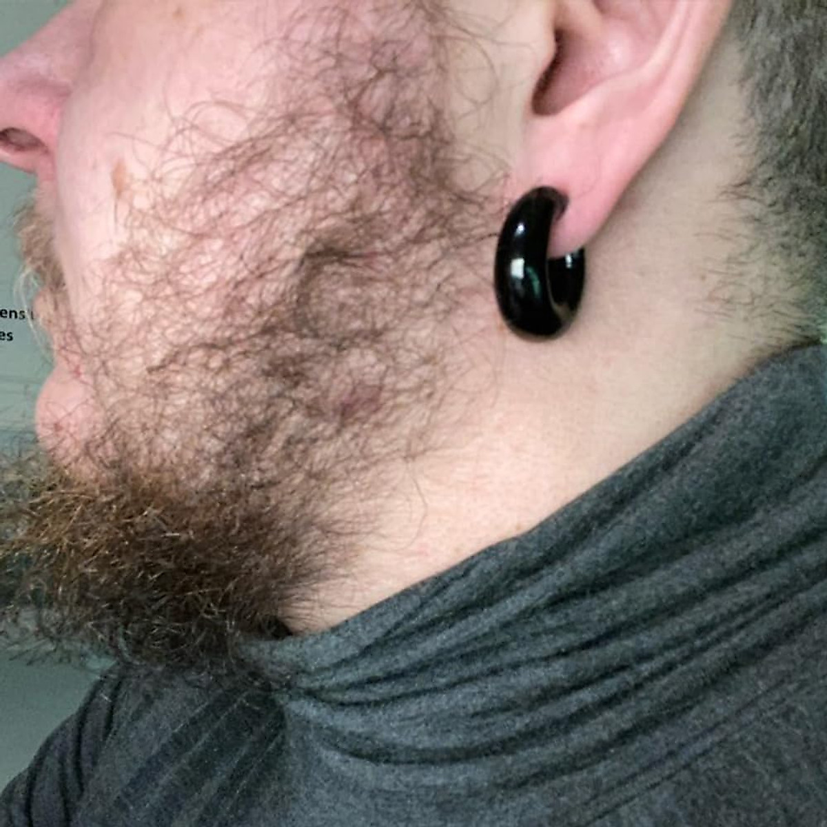 LADEMAYH 0 gauge earrings Ear Weights for Stretched Ears, Size 0 Gauges Hoop Earrings Dangle Gauges for Ears, Black Surgical Steel Ear Hangers Weighted Gauges Body Jewelry