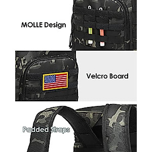 Cooler Backpack Insulated Waterproof Leak Proof - TACTICISM Lunch Backpack for Men 33 Cans MOLLE Soft Sided Protable Cooler Bag for Work Beach Camping Fishing Hiking Picnic Kayaking Gear, Black Camo