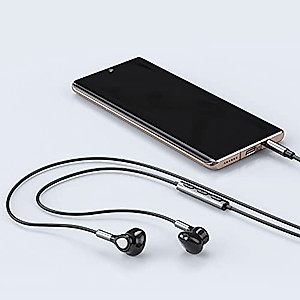 Wired Earbuds Headphones with Microphone, Half in-Ear Headphones with Mic Built-in Volume Control, High Bass Stereo Wired Earphones for iPhone, iPad, Android, MP3, Samsung Most 3.5mm Audio Devices