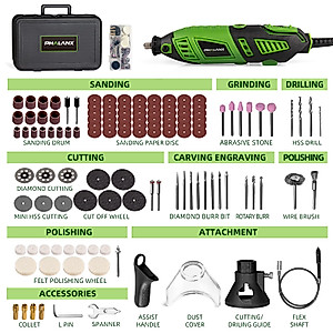 180W Rotary Tool Kit, 1.5-Amp PHALANX 6 Variable Speed with Flex Shaft, 8000-32000RPM Multi-Tool& 139pcs Accessories Kit, Power Multiuse Set Prefect for Crafting Projects and DIY Creations…
