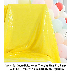 Sequin Fabric Glitter Fabric 3mm 1 Yard Sequin Fabric by The Yard Sparkly Fabric Little Mermaid Fabric Outdoor Glitter Fabric Sequence Material for Dress Clothing Wedding Home Dec (1 Yard, Yellow)