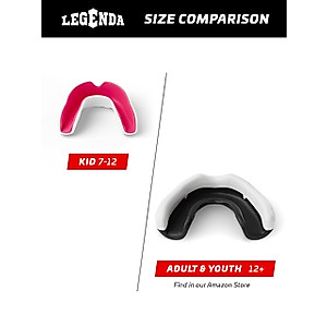 Legenda Sports Mouthguard for Kids (w/Case), Professional Mouthguard for Boxing, MMA, Karate, Football, BJJ, Martial Arts, Rugby, Lacrosse, Hockey (White/Pink)