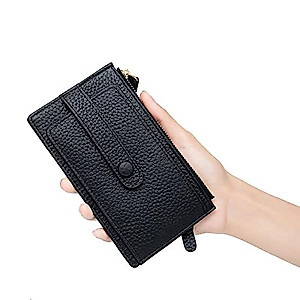 Genuine Leather Women's Slim Wallet Thin Small Purse Bifold ID Card Holder (D2 Dusty Pink)