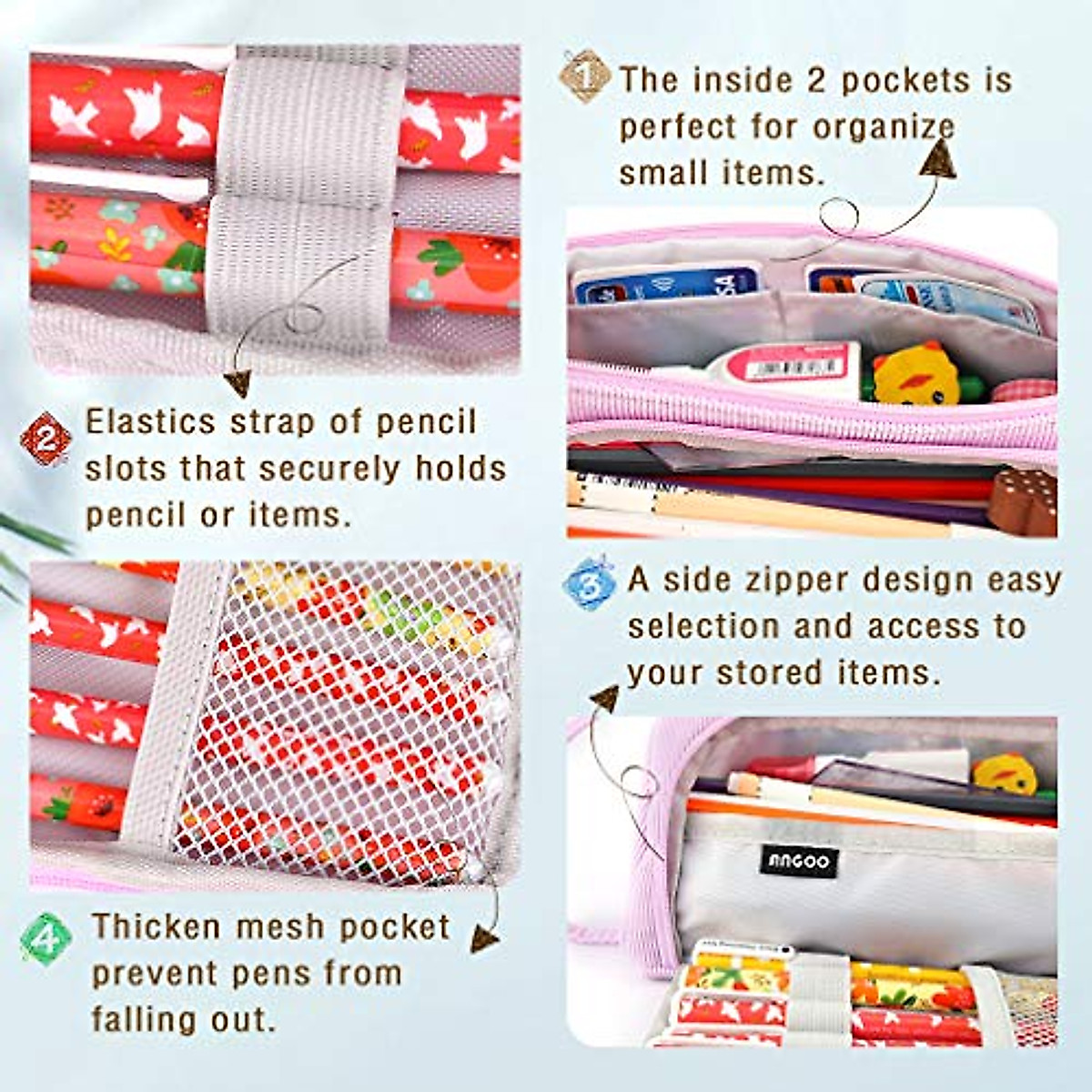 iSuperb Big Capacity Pencil Case Corduroy Large Pencil Pouch Portable Pen Bag Zipper Stationery Organizer Makeup Cosmetic Bags for Women Office