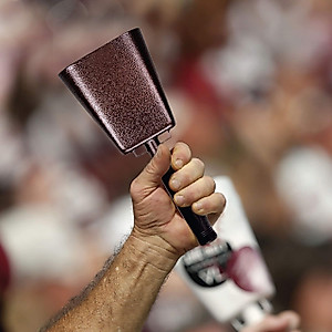 7 in. steel cowbell/Noise makers with handles. Cheering Bell for sporting, football games, events. Large solid school hand bells. Cowbells. Percussion Musical Instrument. Cow Bell Alarm (Copper)