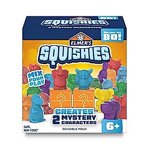 Elmer’s Squishies Kids’ Activity Kit, DIY Squishy Toy Kit Creates 2 Mystery Characters, 12 Piece Kit