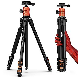 GEEKOTO Camera Tripod for DSLR, Compact Aluminum Tripod with 360 Degree Ball Head and 8kgs Load for Travel and Work