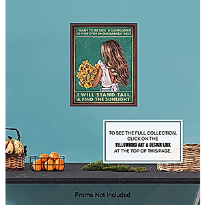 Boho Hippy Wall Art & Decor - Be Like A Sunflower - Inspirational Poster Print - Motivational Positive Quotes - Uplifting Encouragement Gifts for Women, Teen Girls Bedroom - Cute Bohemian Home Decor