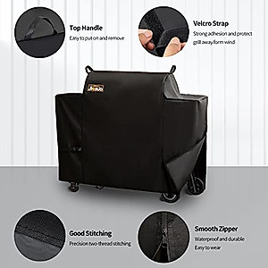 Jiesuo Grill Cover for Traeger Ironwood 885, Heavy Duty Waterproof Pellet Grill and Smoker Cover, Special Zipper Design
